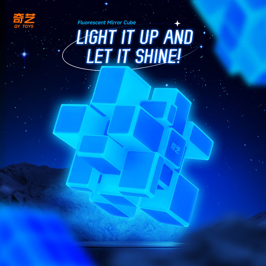 QY Luminous‌ Blue Mirror Cube Fluorescent Glow [ZiiCube.com]